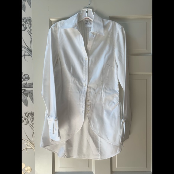 Apriori | Tops | Designer White Blouse Longer Back Gathers | Poshmark